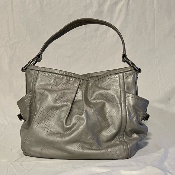 Coach | Bags | Coach Metallic Gray Leather Bag | Poshmark